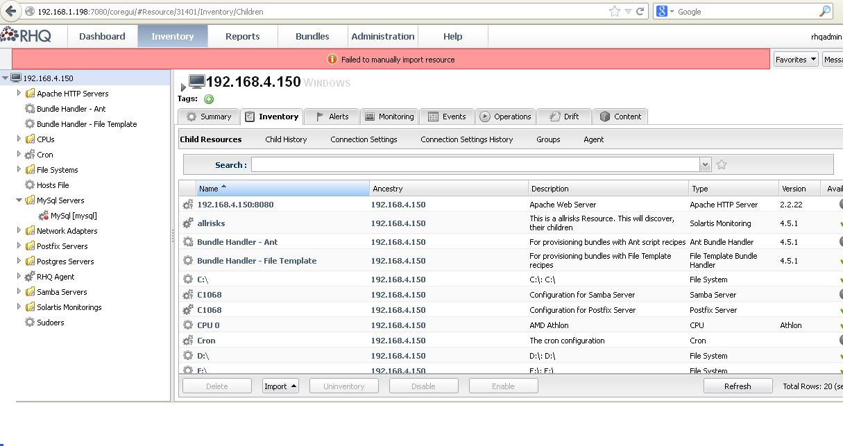 while mysql server plugin,import error| JBoss.org Content Archive (Read Only)